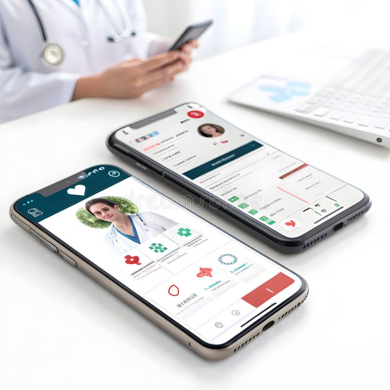 Mobile App Healthcare Isolated on White Background Stock Illustration ...