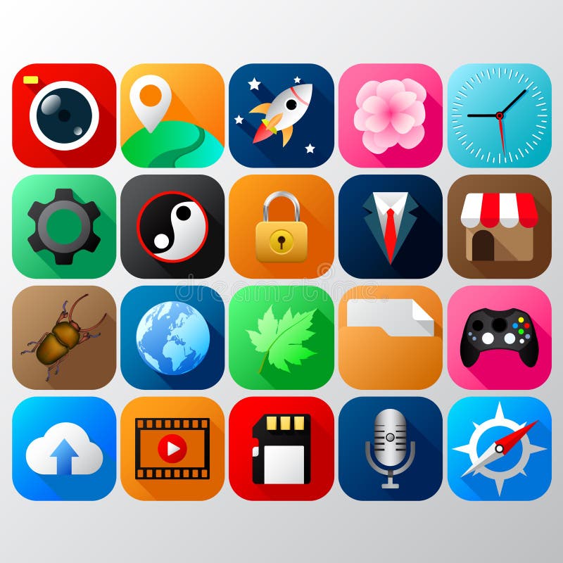 Mobile app icon set stock vector. Illustration of mobile - 123118271