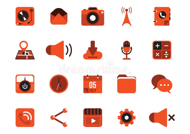 Mobile App Icon Set. Vector Illustration Decorative Design Stock Vector ...