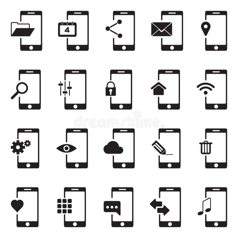 Mobile App Icon Set. Vector Illustration Decorative Design Stock Vector ...