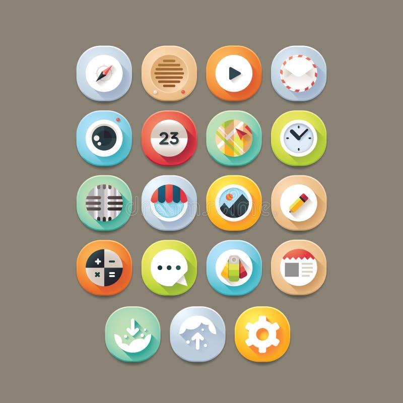 Mobile App Icon Set. Vector Illustration Decorative Design Stock Vector ...