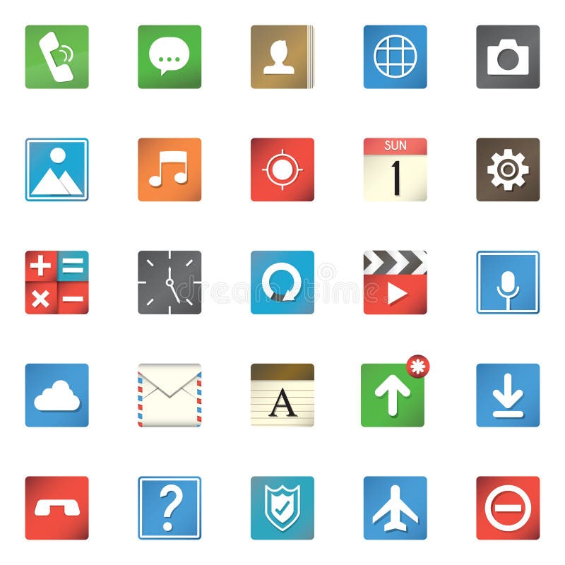 Mobile App Icon Set. Vector Illustration Decorative Design Stock Vector ...