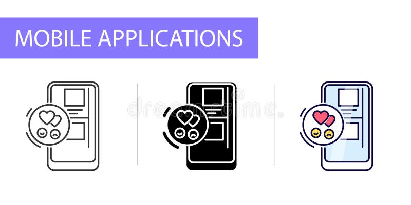 Mobile App Icon, Social Networks Stock Vector - Illustration of button ...