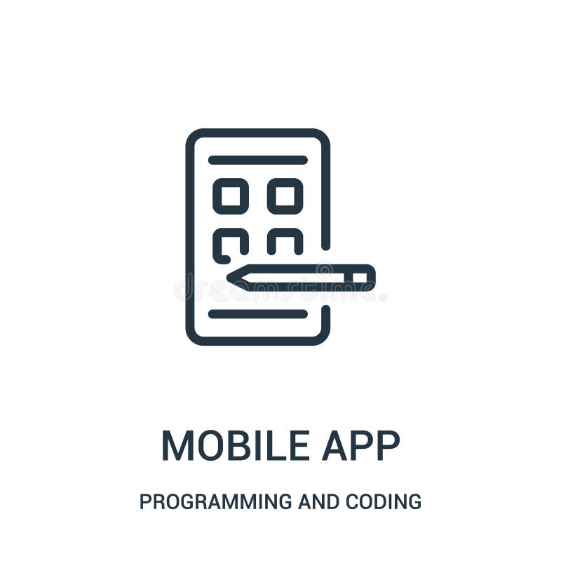 Mobile App Icon Vector From Programming And Coding Collection Thin Line Mobile App Outline Icon 8167