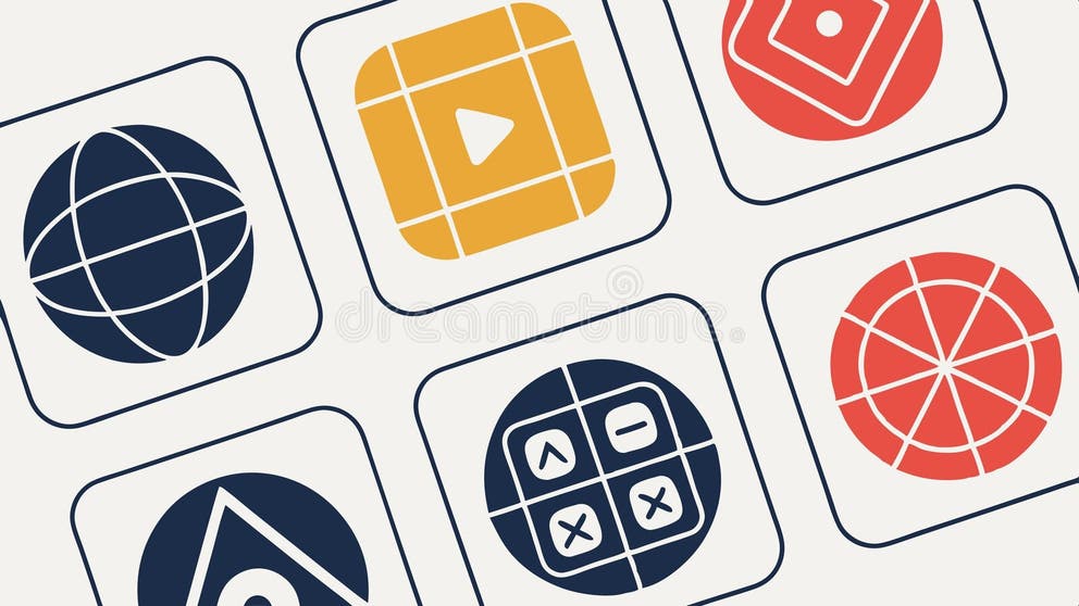 Mobile App Icons Grid, Apps and Interface Design Vector Design ...