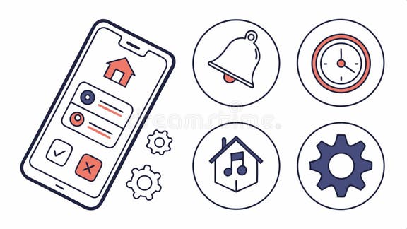 Mobile App Icons, Interface Elements and Phone Functions. Vector Design Generative AI Stock ...