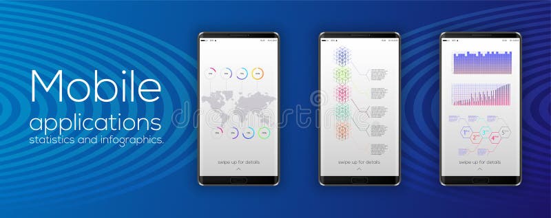 Mobile App Infographic Template with Modern Design Weekly and Annual ...