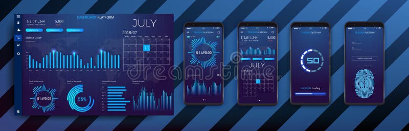 Mobile App Infographic Template with Modern Design Weekly and Annual ...