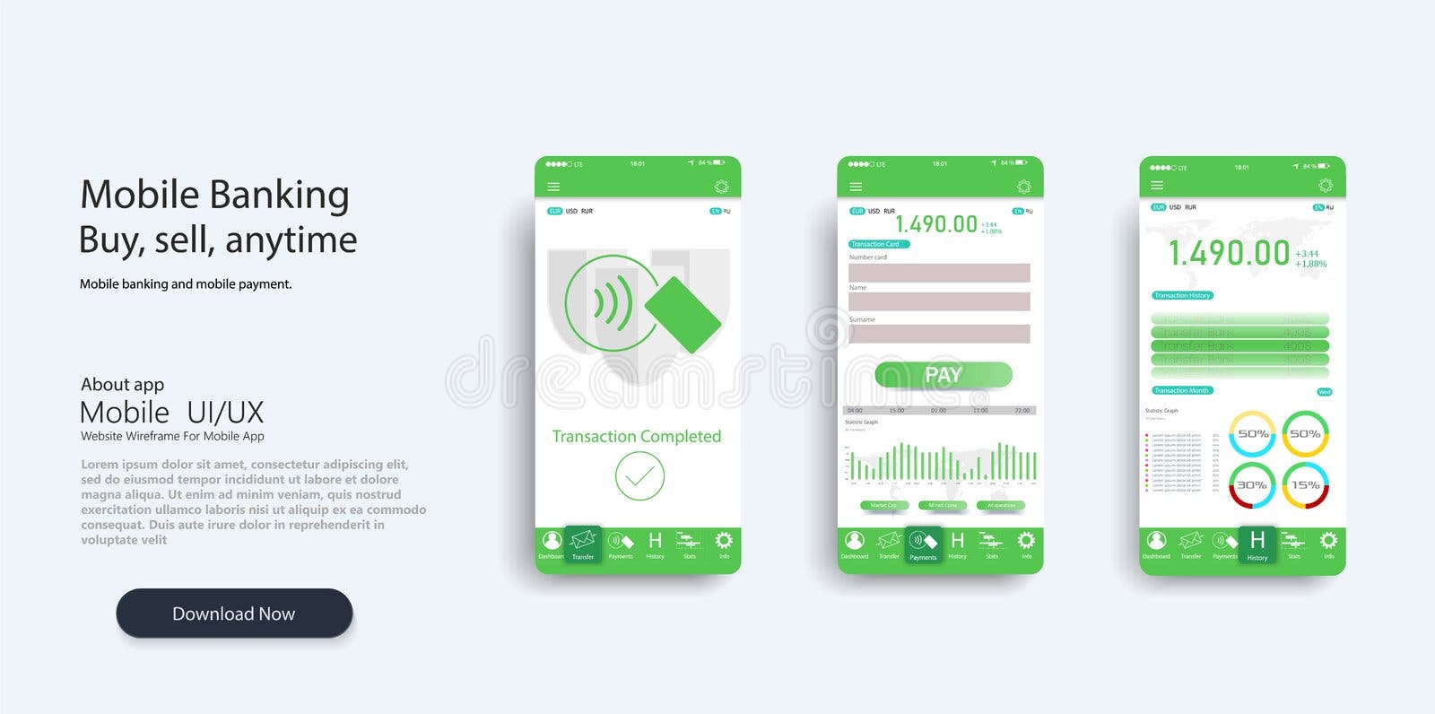 Mobile App Infographic Template with Modern Design Weekly and Annual ...