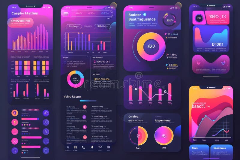 Mobile App Infographic Template with Modern Design Weekly and Annual ...