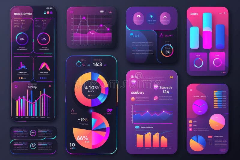 Mobile App Infographic Template with Modern Design Weekly and Annual ...