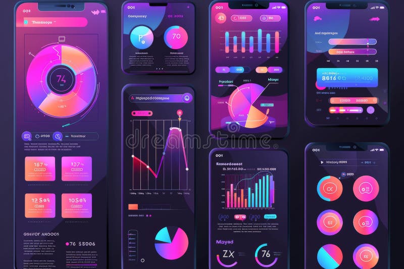 Mobile App Infographic Template with Modern Design Weekly and Annual ...