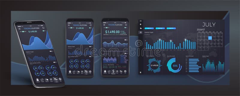 Mobile App Infographic Template with Modern Design Weekly and Annual ...