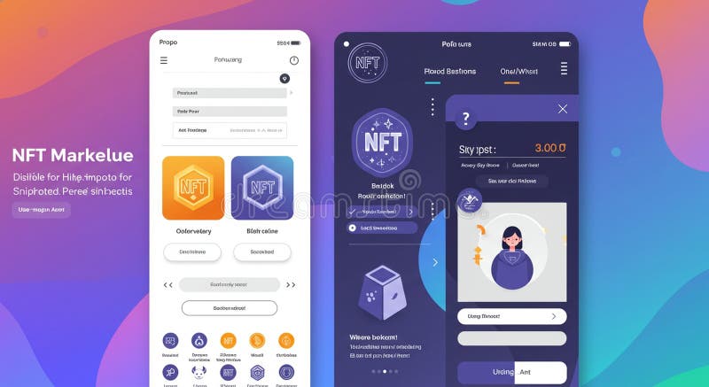 Mobile App Interface Design for an NFT Marketplace, Featuring Two ...