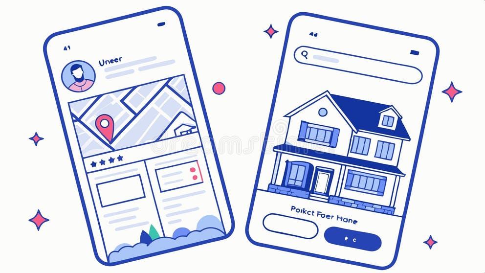 Mobile App Interface, Location Map and Navigation Technology Vector ...