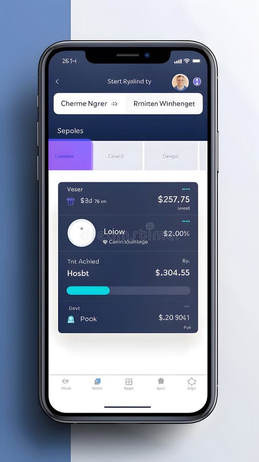 Mobile App Interface, Navigating Financial Summary, Viewing Account ...