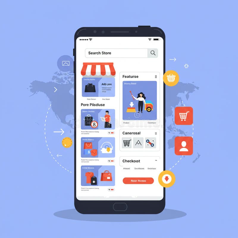 Mobile App Interface for an Online Shopping Platform Displayed on a ...