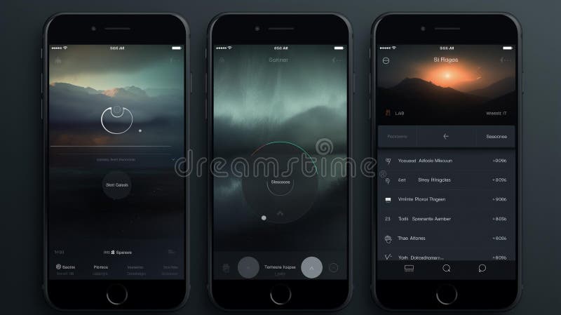 Mobile App Interface Showcasing Calming Landscapes with Various ...