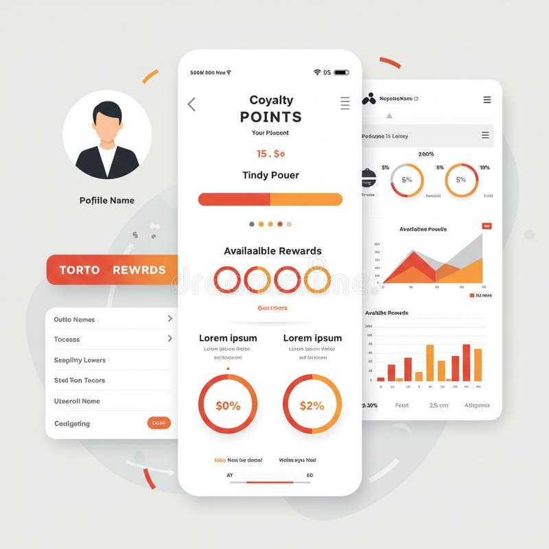 Mobile App Interface Showcasing a User Loyalty Rewards System. the ...