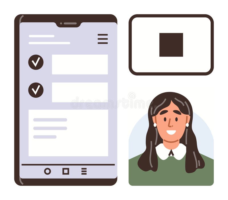 Mobile App Interface with User Profile and QR Code for Secure Access Stock Illustration ...
