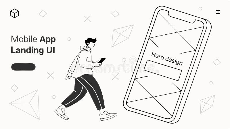 Mobile App Landing Ui User Interface And App Design Template Vector