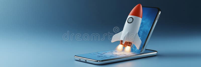 Mobile App Launch Rocket Startup Success App Launch Mobile Rocket ...
