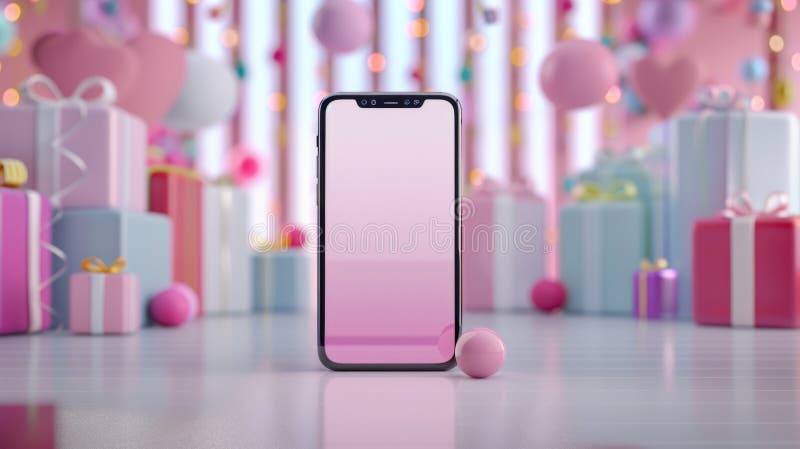 Mobile App Mockup with Online Store and Boxes on Screen Stock ...