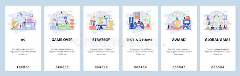 Mobile App Onboarding Screens. Online Computer Games, Strategy, Game ...
