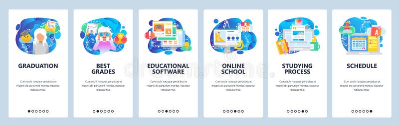 Mobile App Onboarding Screens. Online School, University Student ...