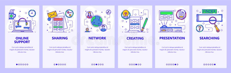 Mobile App Onboarding Screens. Online Support Chat, Documents Sharing ...