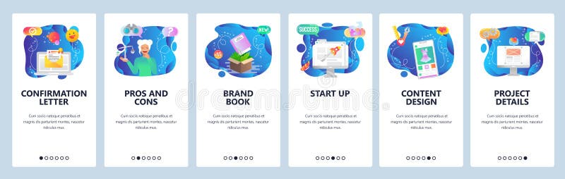 Mobile App Onboarding Screens. Site Wireframe, Launch Business Startup ...