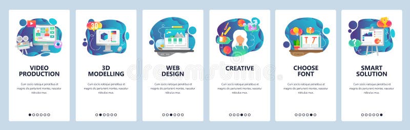 Mobile App Onboarding Screens. Video Production, 3d Modelling, Creative ...
