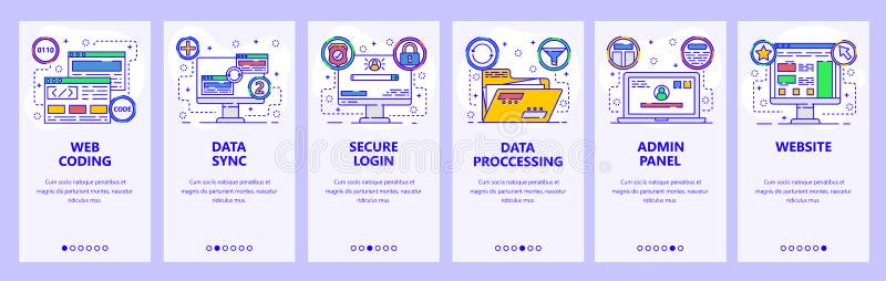 Mobile App Onboarding Screens Website Secure Access To Admin Panel Data Sync Coding And Data