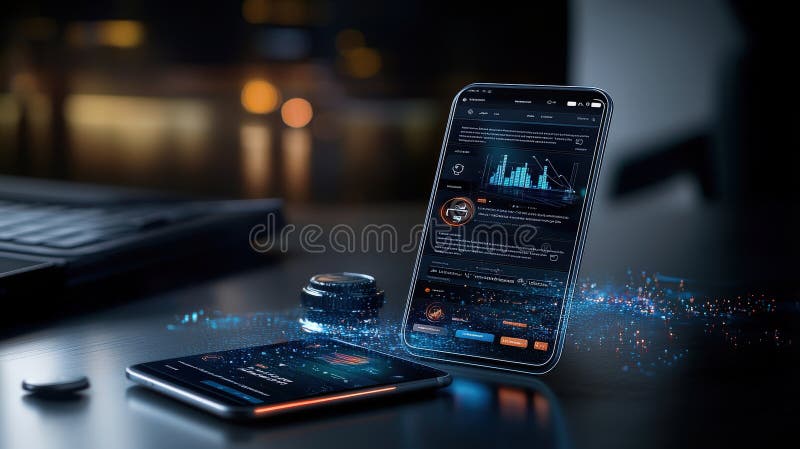 Mobile App Optimization Showcase Modern Workspace Digital Interface ...