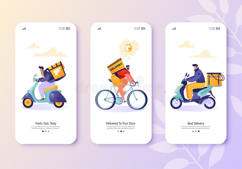 Delivery Service Order Shipping Mobile App Page Onboard Screen Set ...