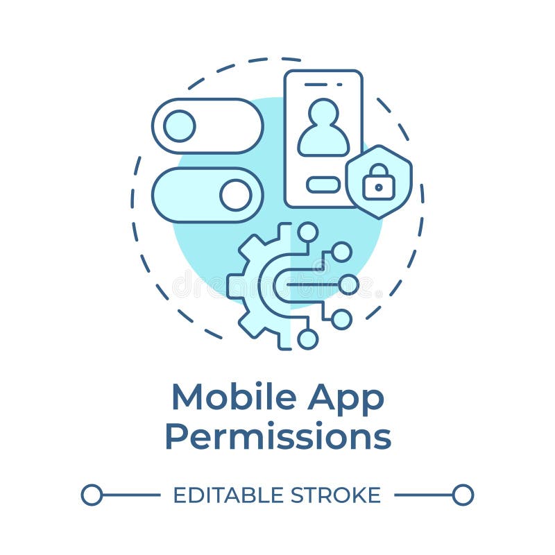 Mobile App Permissions Soft Blue Concept Icon Stock Illustration ...