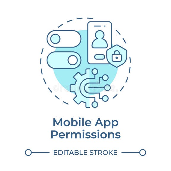Mobile App Permissions Soft Blue Concept Icon Stock Illustration ...