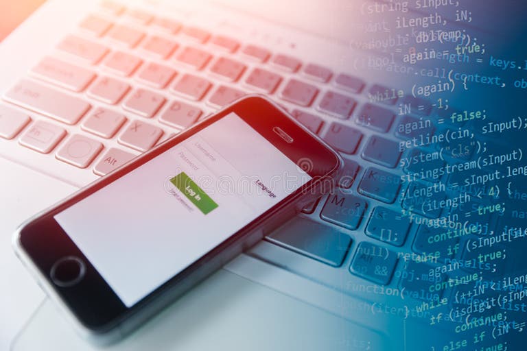 Mobile App Programing on Smartphone Concept Stock Photo - Image of ...