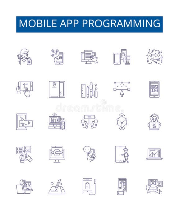 Mobile App Programming Line Icons Signs Set. Design Collection of ...