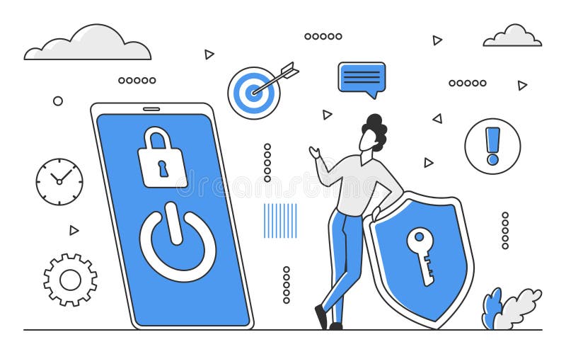 Mobile app protection stock illustration. Illustration of data - 263950257
