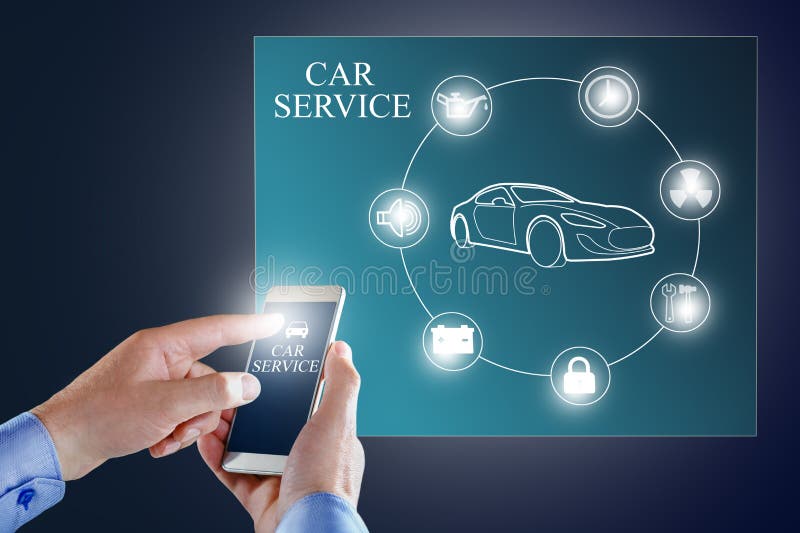 Mobile App in Smart Phone for Modern Car. Stock Image - Image of ...