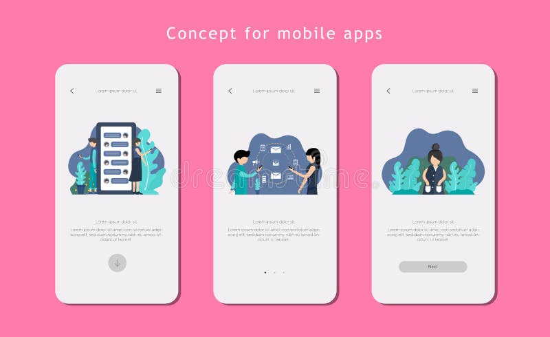 Mobile App Templates Concept Vector Illustration Flat Design Stock ...