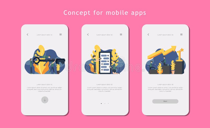 Mobile App Templates Concept Vector Illustration Flat Design Stock ...