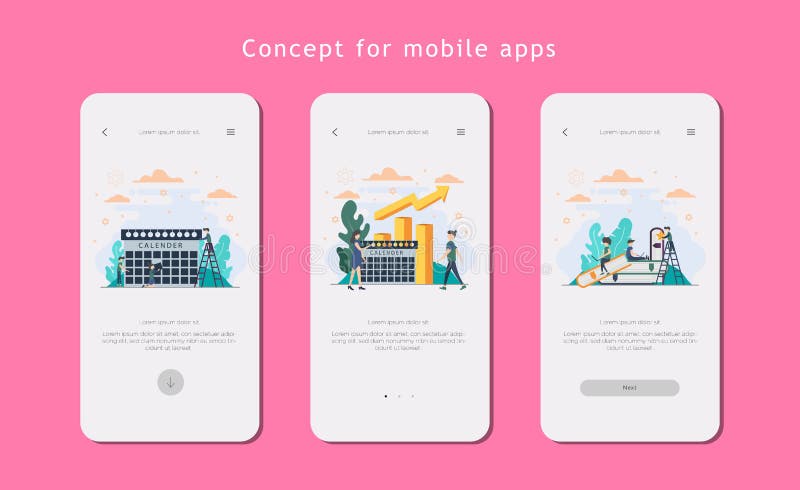 Mobile App Templates Concept Vector Illustration Flat Design Stock ...