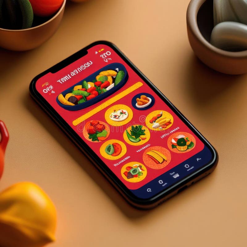 Mobile App UI Design for Ordering Fresh Produce Stock Illustration ...