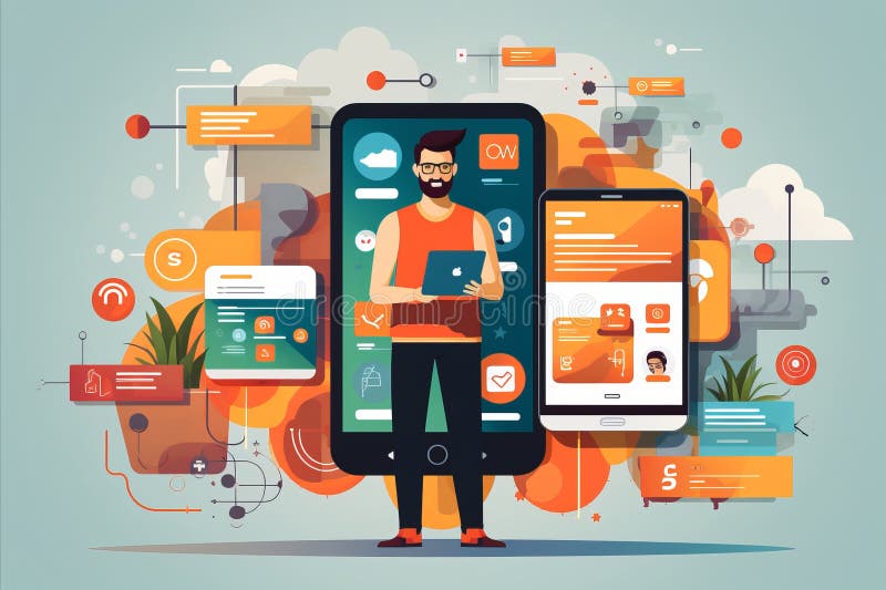 Mobile App Ui Design Software Graphic Development Concept with Designer ...