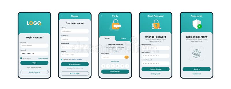Mobile App UI Kit for Login, Signup, Verification, Password Reset ...