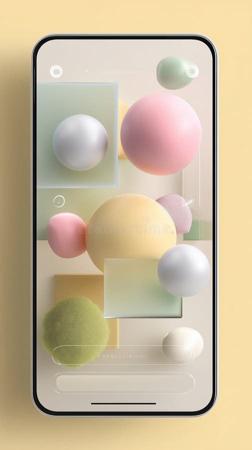 Mobile App UI Mockup with Glassmorphism and Pastel Elements Stock ...