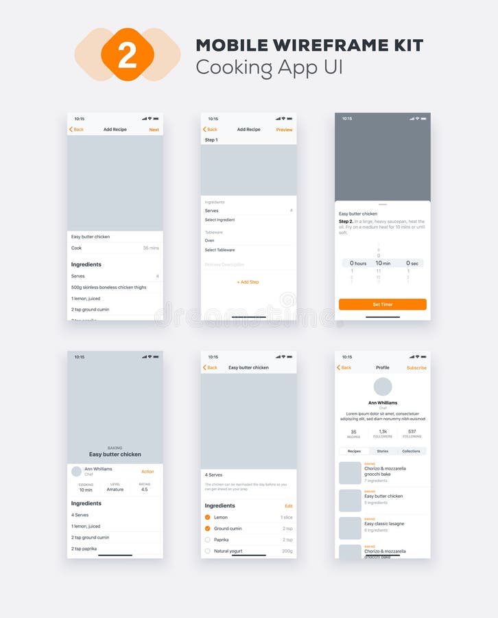 UI Mobile App. Cooking UX, GUI Design Elements. Mobile Application ...