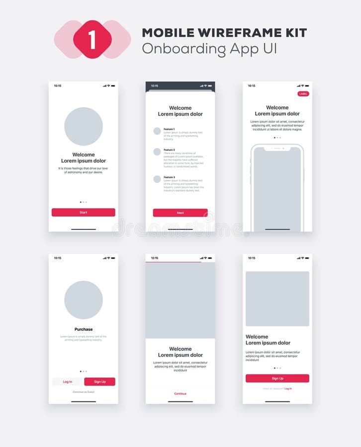 Ui Mobile App Onboarding Ux Gui Design Elements Mobile Application Template Layout Stock